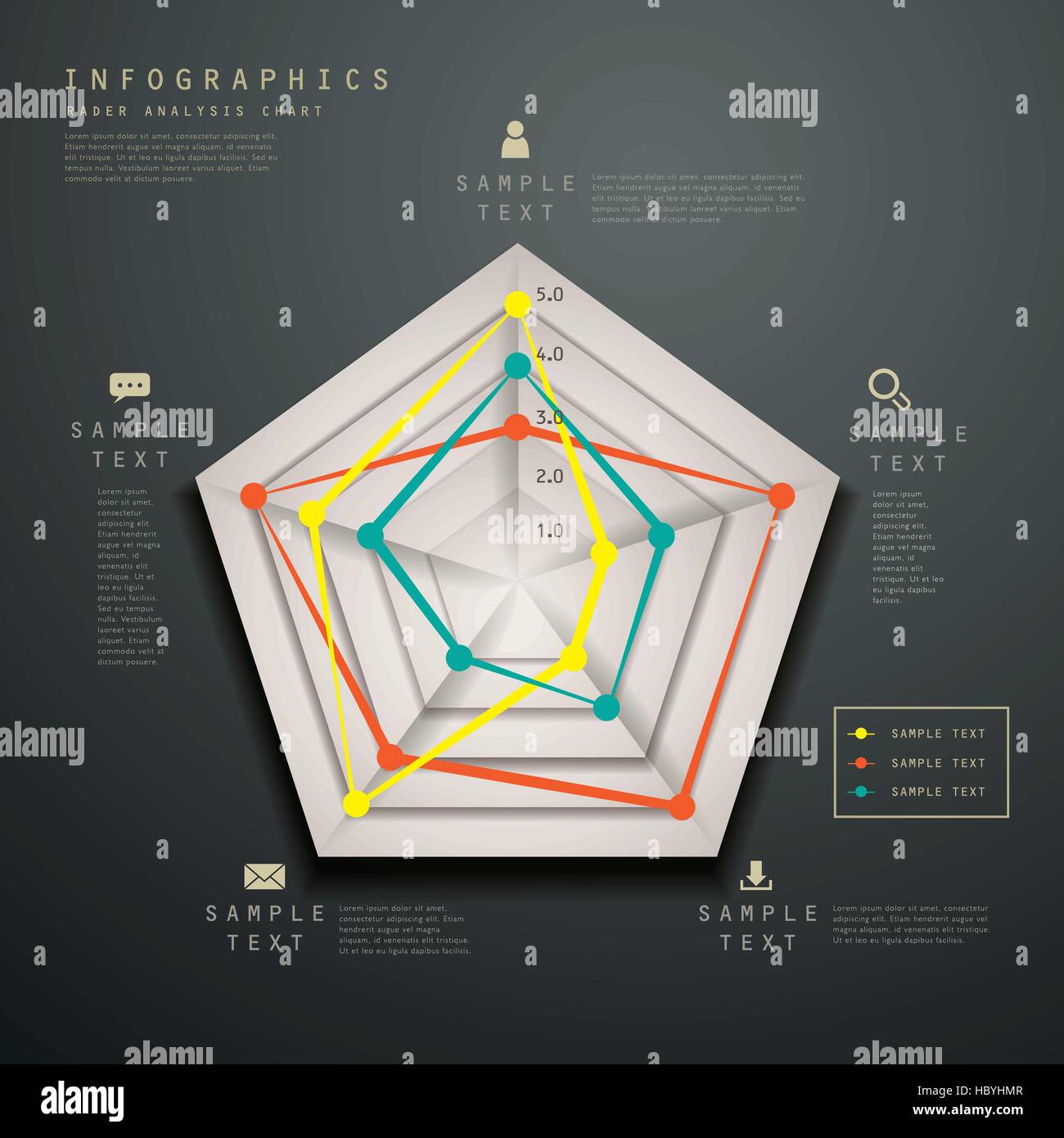 realistic vector abstract radar chart infographic elements Stock Vector ...