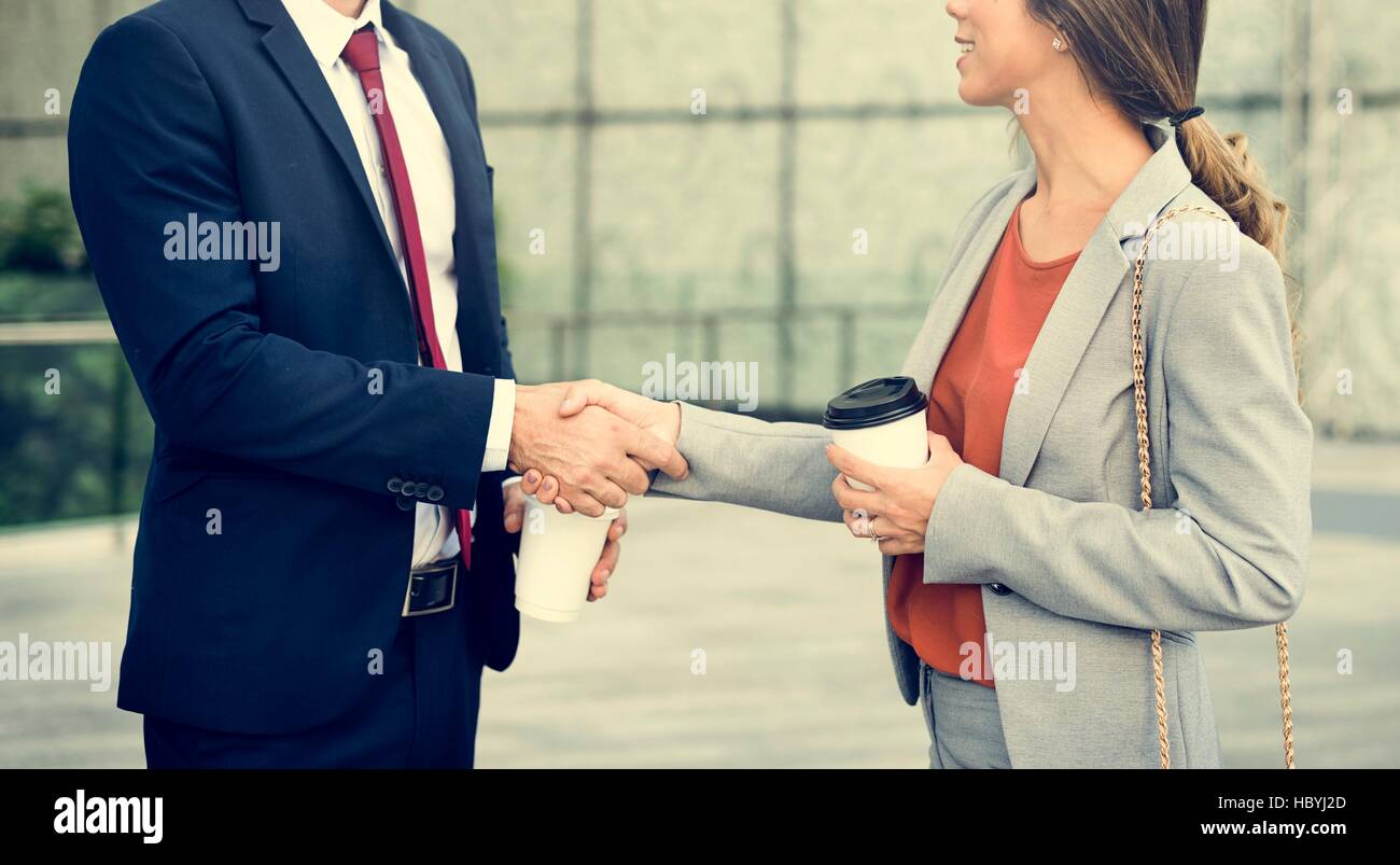 Handshake Greeting Corporate Business People Coffee Concept Stock Photo ...
