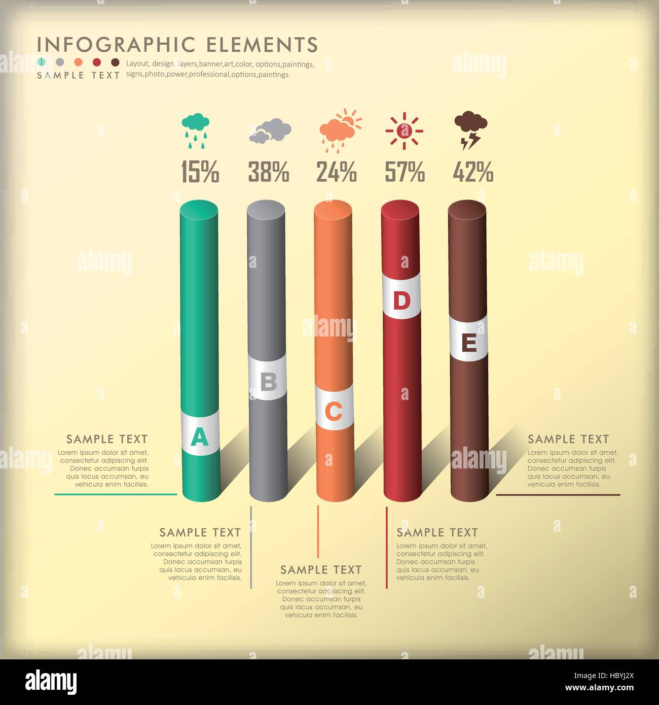 realistic vector abstract 3d cylinder infographic elements Stock Vector ...