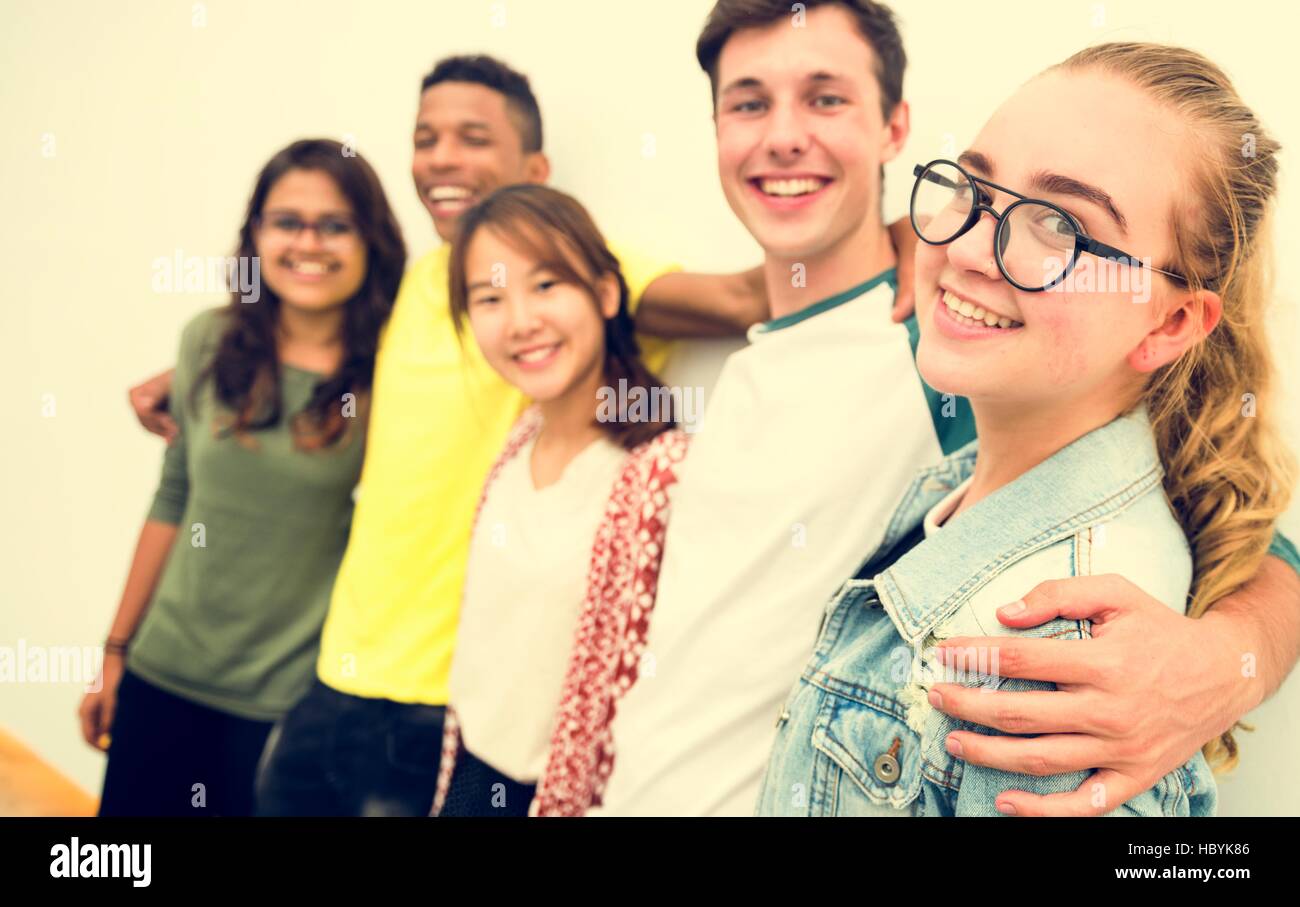 Diverse Group Young People Bonding Outdoors Concept Stock Photo - Alamy
