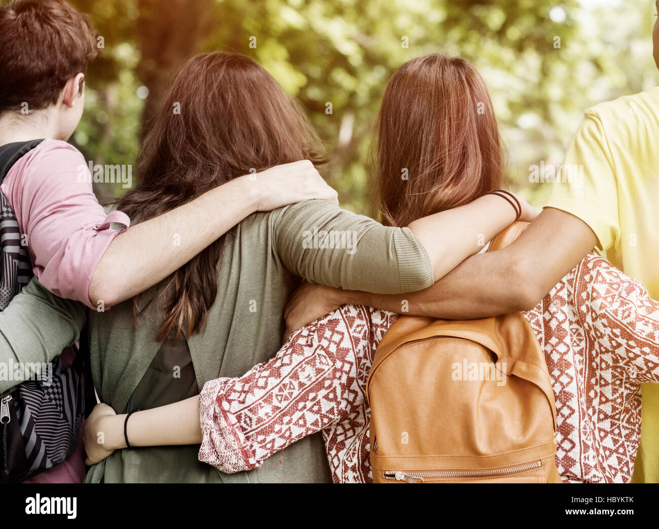 Diverse Group Young People Bonding Outdoors Concept Stock Photo - Alamy