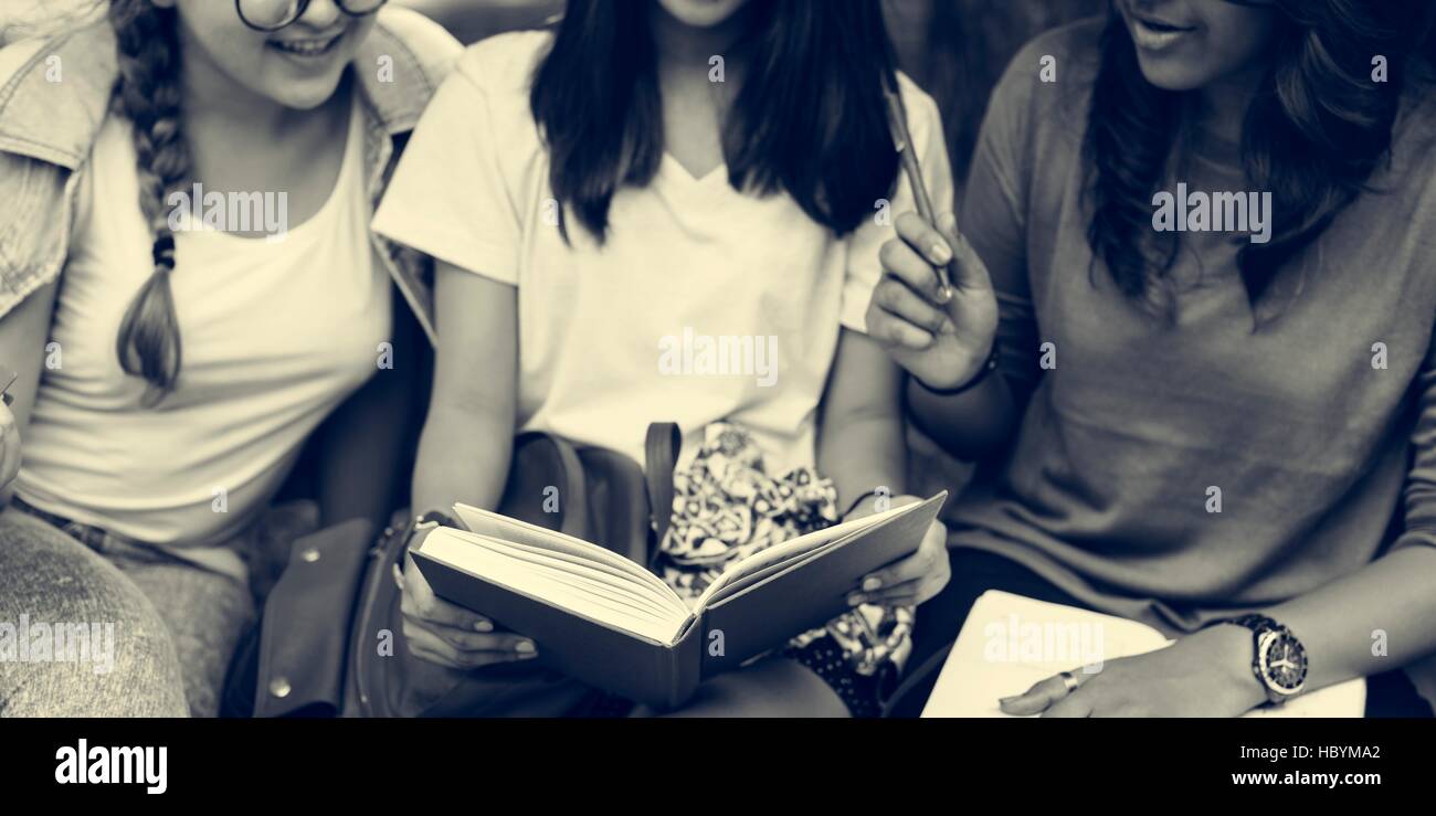 Girls Friends Studying Together Concept Stock Photo - Alamy