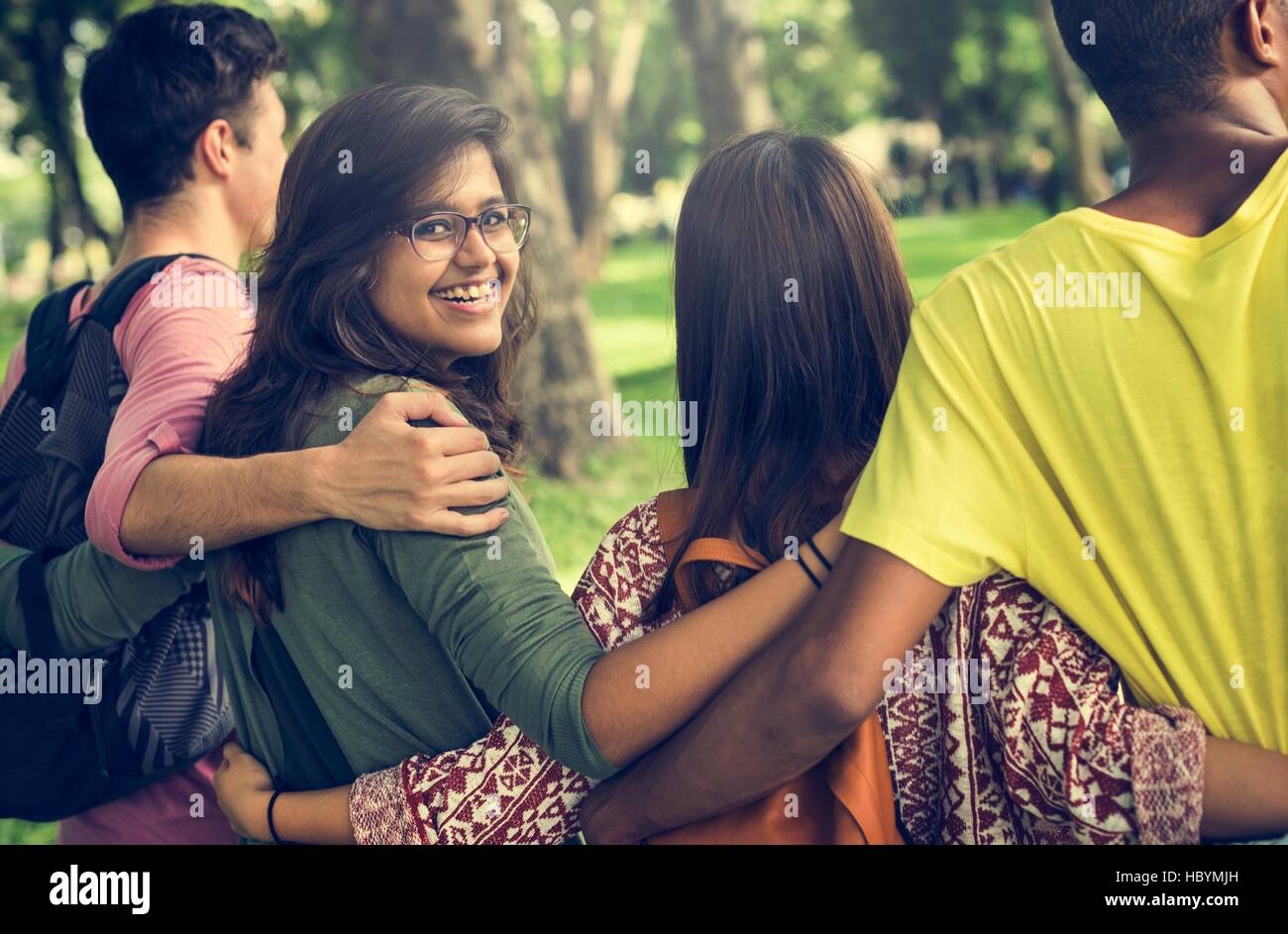 Diverse Group Young People Bonding Outdoors Concept Stock Photo - Alamy