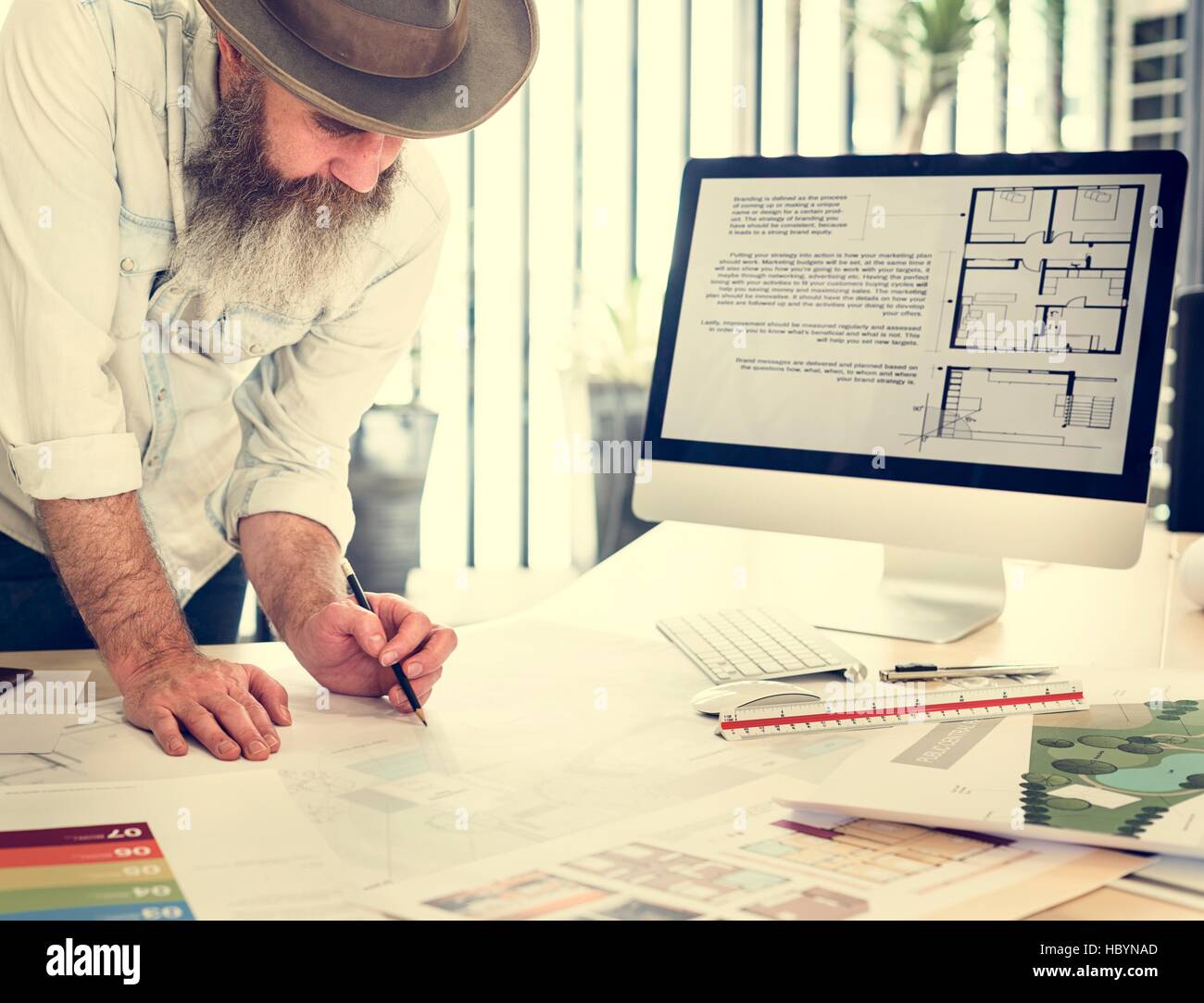 Design Studio Architect Creative Occupation Blueprint Computer Concept ...