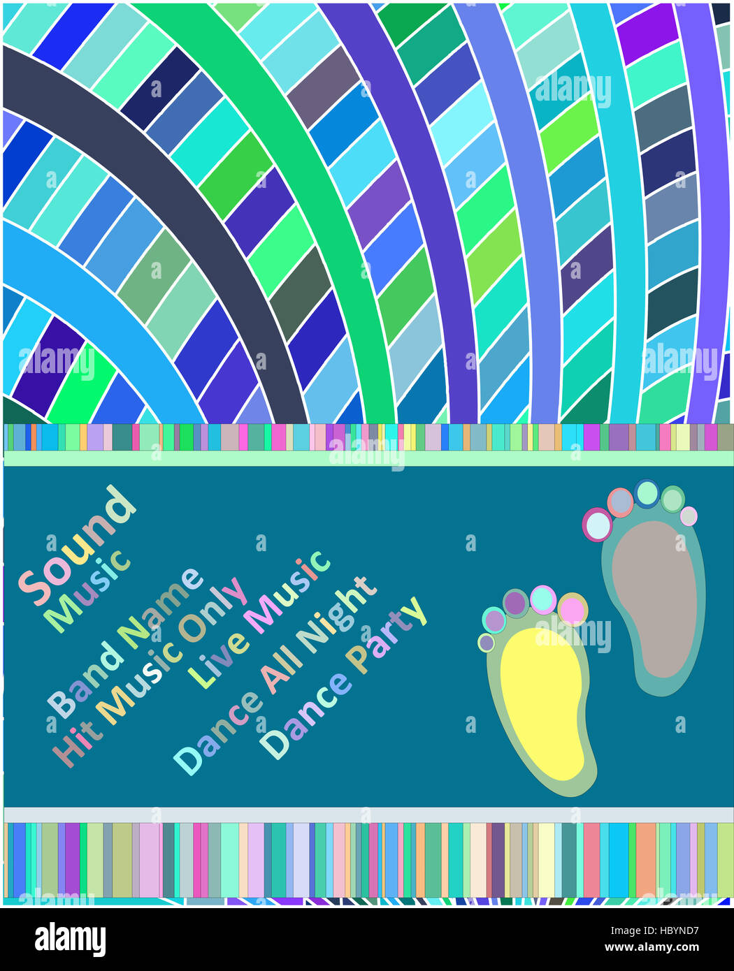 Vertical music party background with colorful graphic elements and text ...