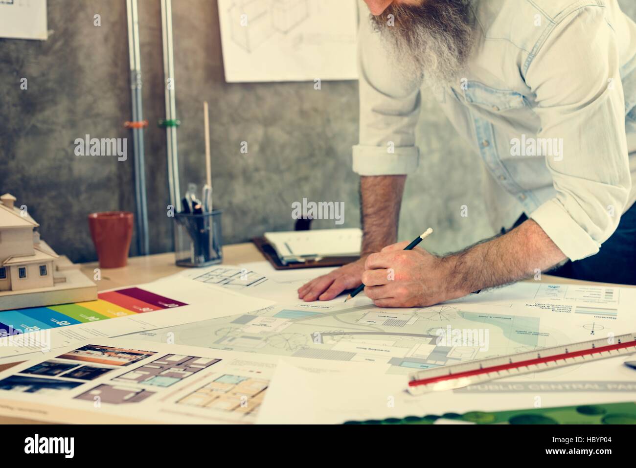 Design Studio Architect Creative Occupation Blueprint Concept Stock ...