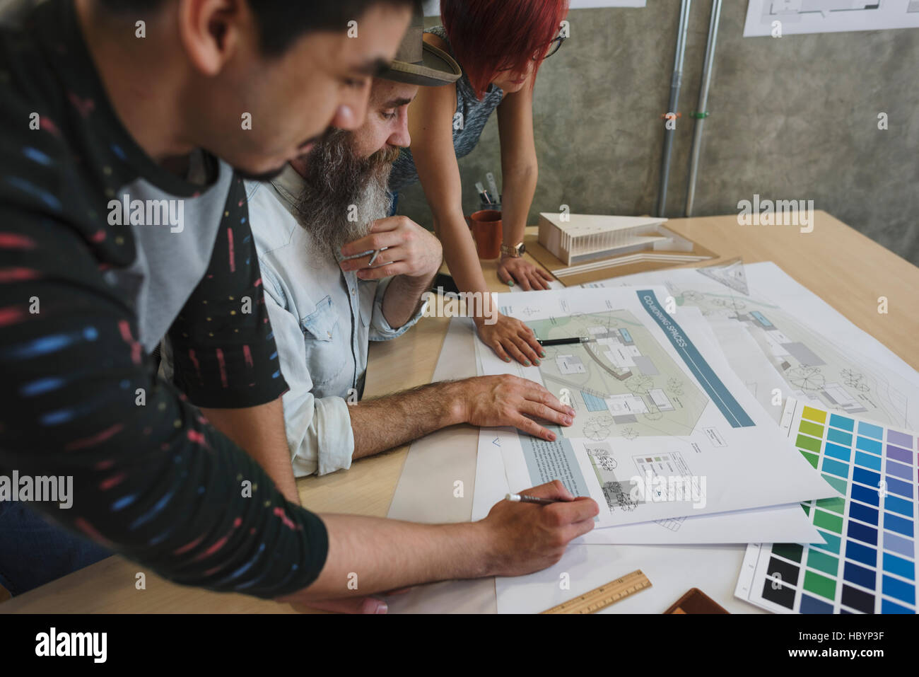 Design Studio Architect Creative Occupation Meeting Blueprint Concept ...