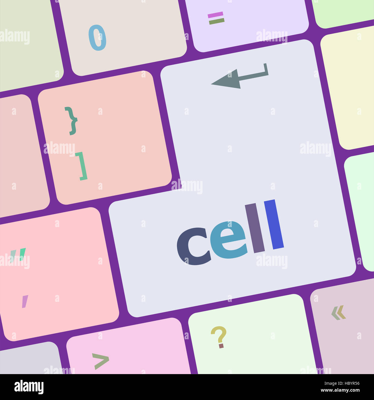 cell word on keyboard key, notebook computer button Stock Photo - Alamy