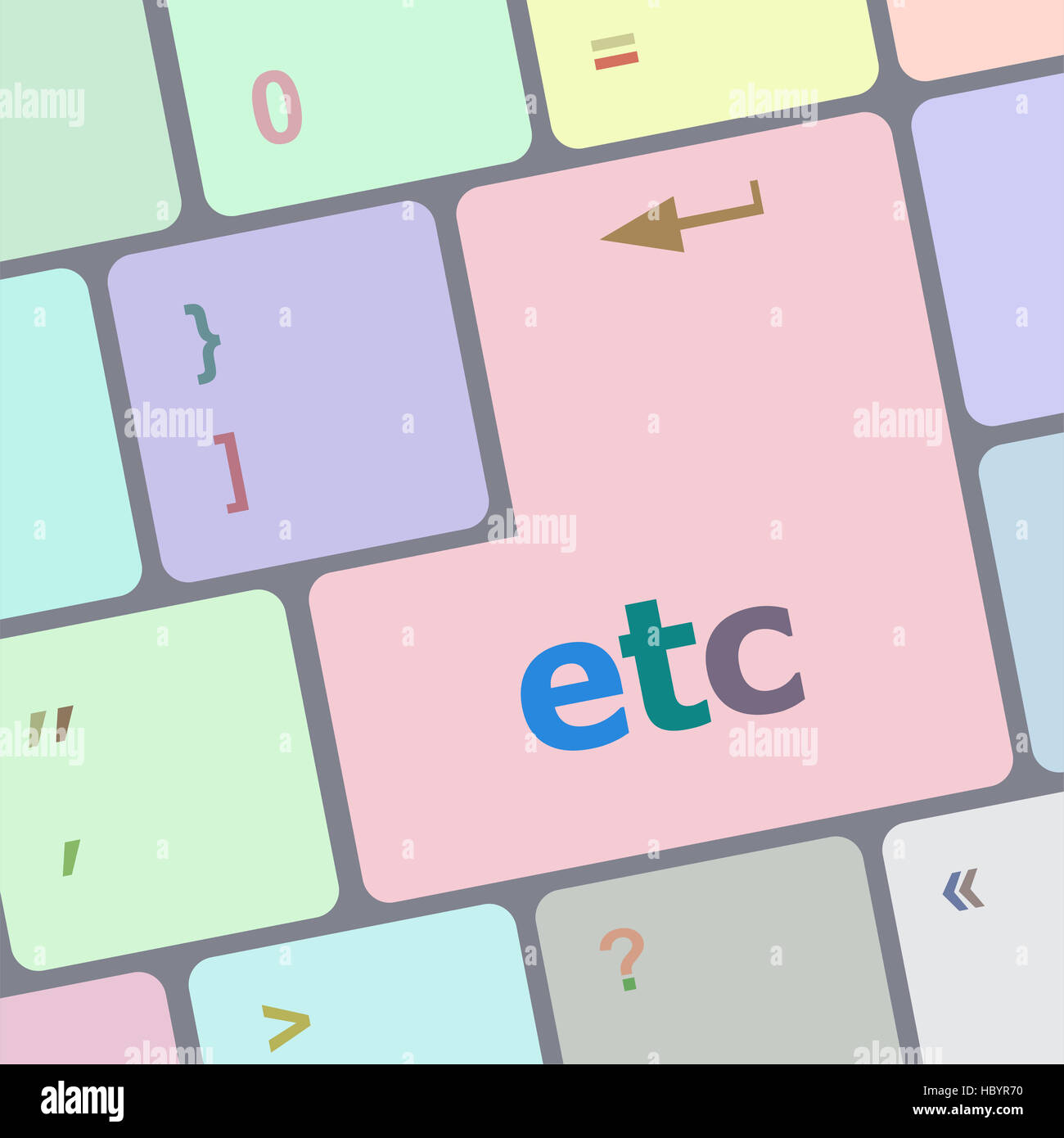 Close-up computer keyboard keys with etc word Stock Photo - Alamy