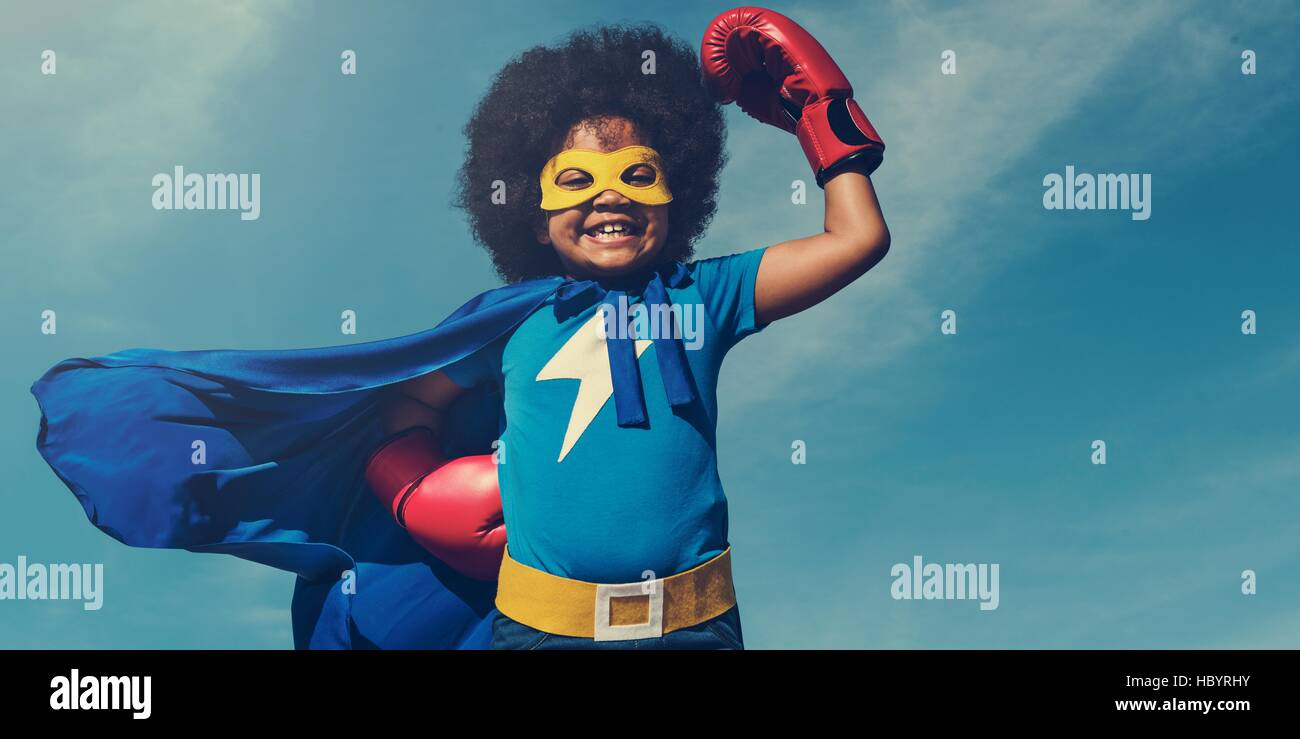 Little Boy Super Hero Concept Stock Photo - Alamy