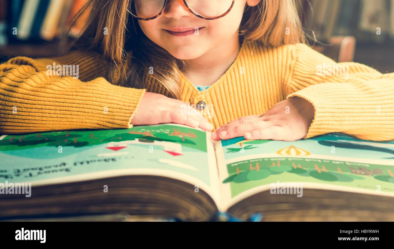 Adorable Cute Girl Reading Storytelling Concept Stock Photo - Alamy