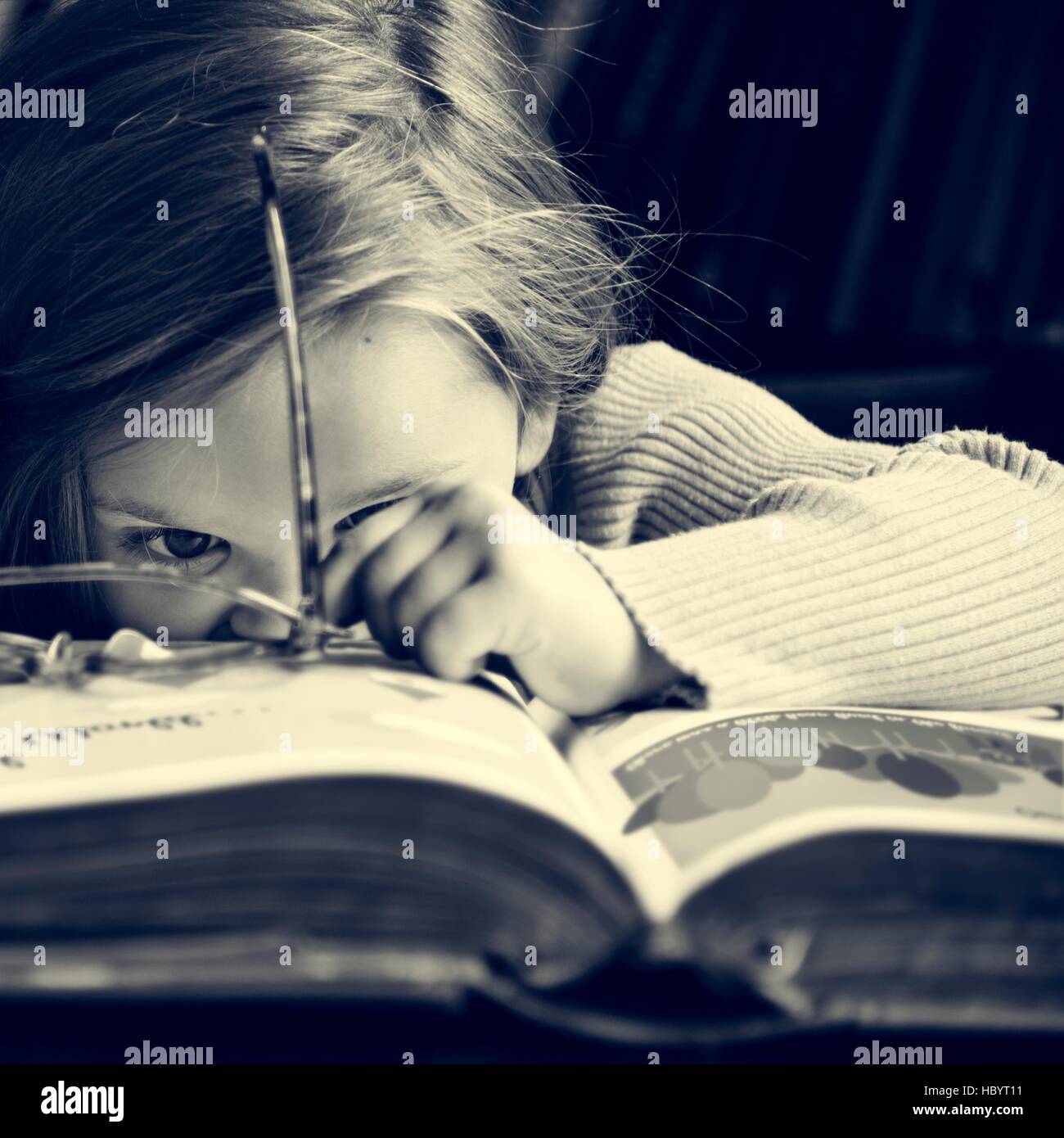 Adorable Cute Girl Reading Storytelling Concept Stock Photo - Alamy