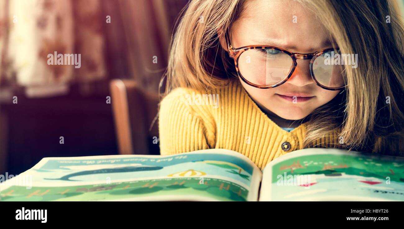 Adorable Cute Girl Reading Storytelling Concept Stock Photo - Alamy