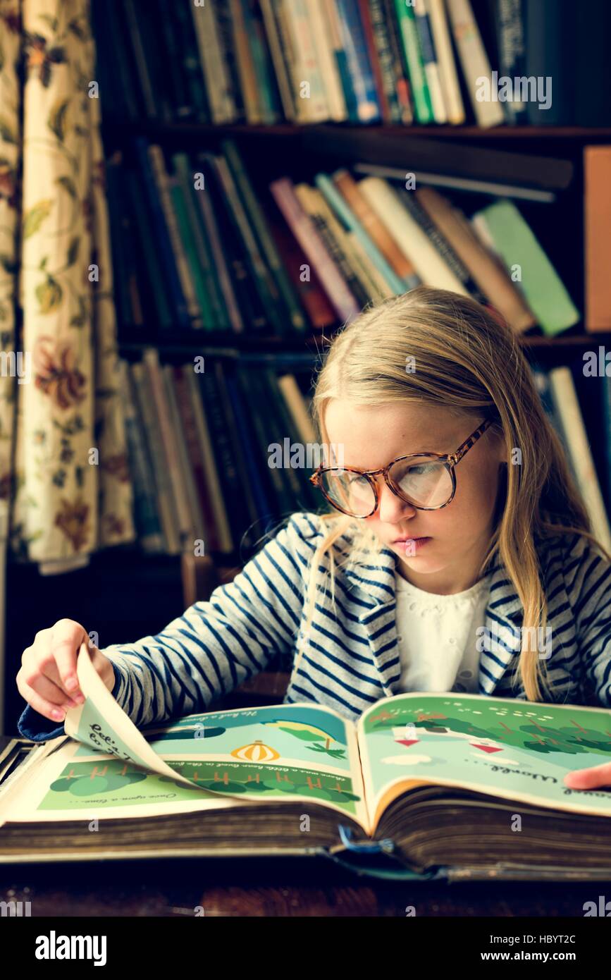 Adorable Cute Girl Reading Storytelling Concept Stock Photo - Alamy