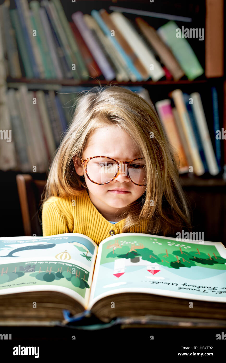 Adorable Cute Girl Reading Storytelling Concept Stock Photo - Alamy