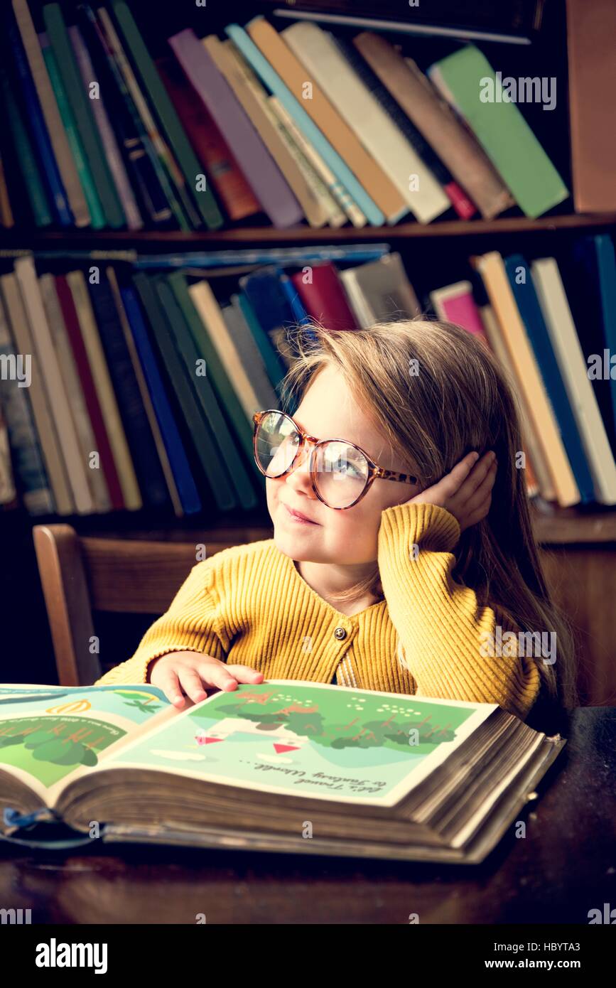 Adorable Cute Girl Reading Storytelling Concept Stock Photo - Alamy