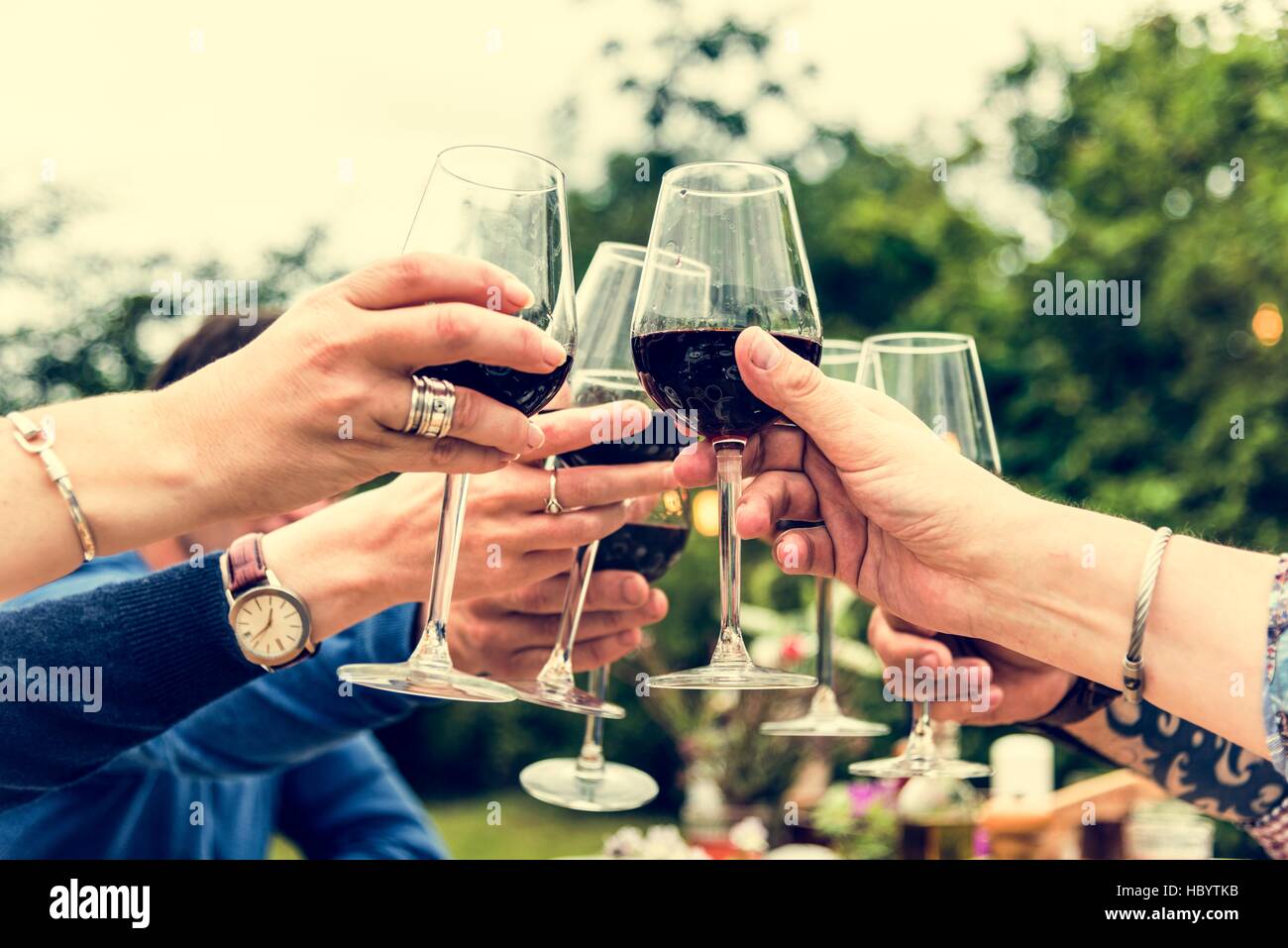 Group Of People Cheers Concept Stock Photo - Alamy
