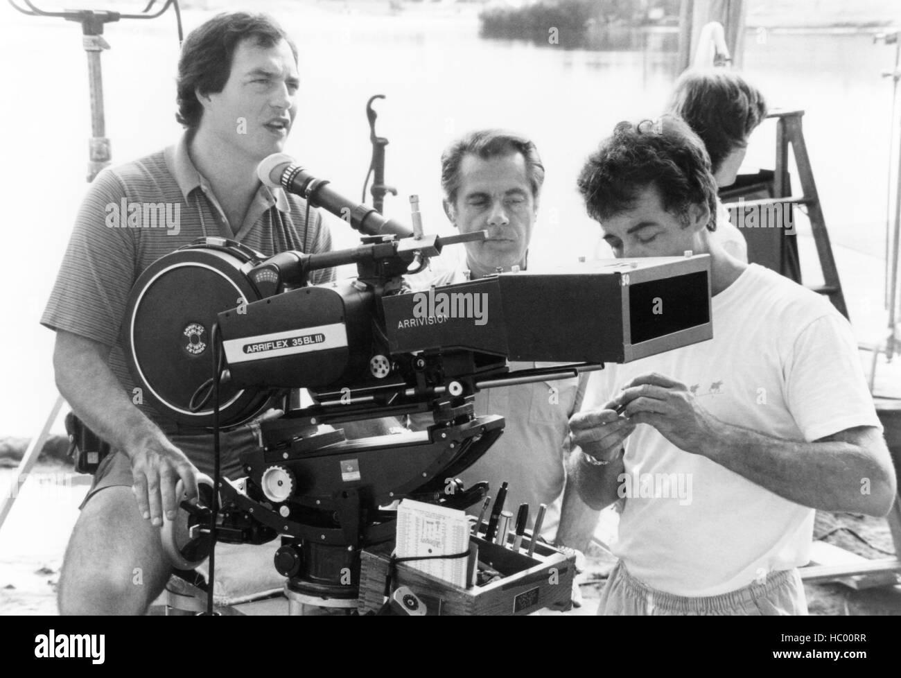 JAWS 3-D, director of photography James A. Contner (left), on set, 1983 ...