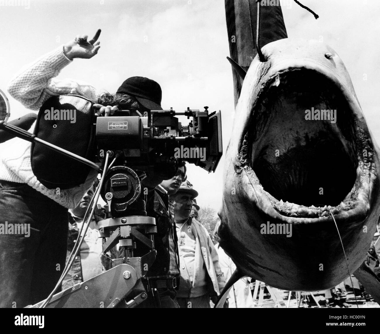 JAWS, director Steven Spielberg filming on set, 1975 Stock Photo - Alamy