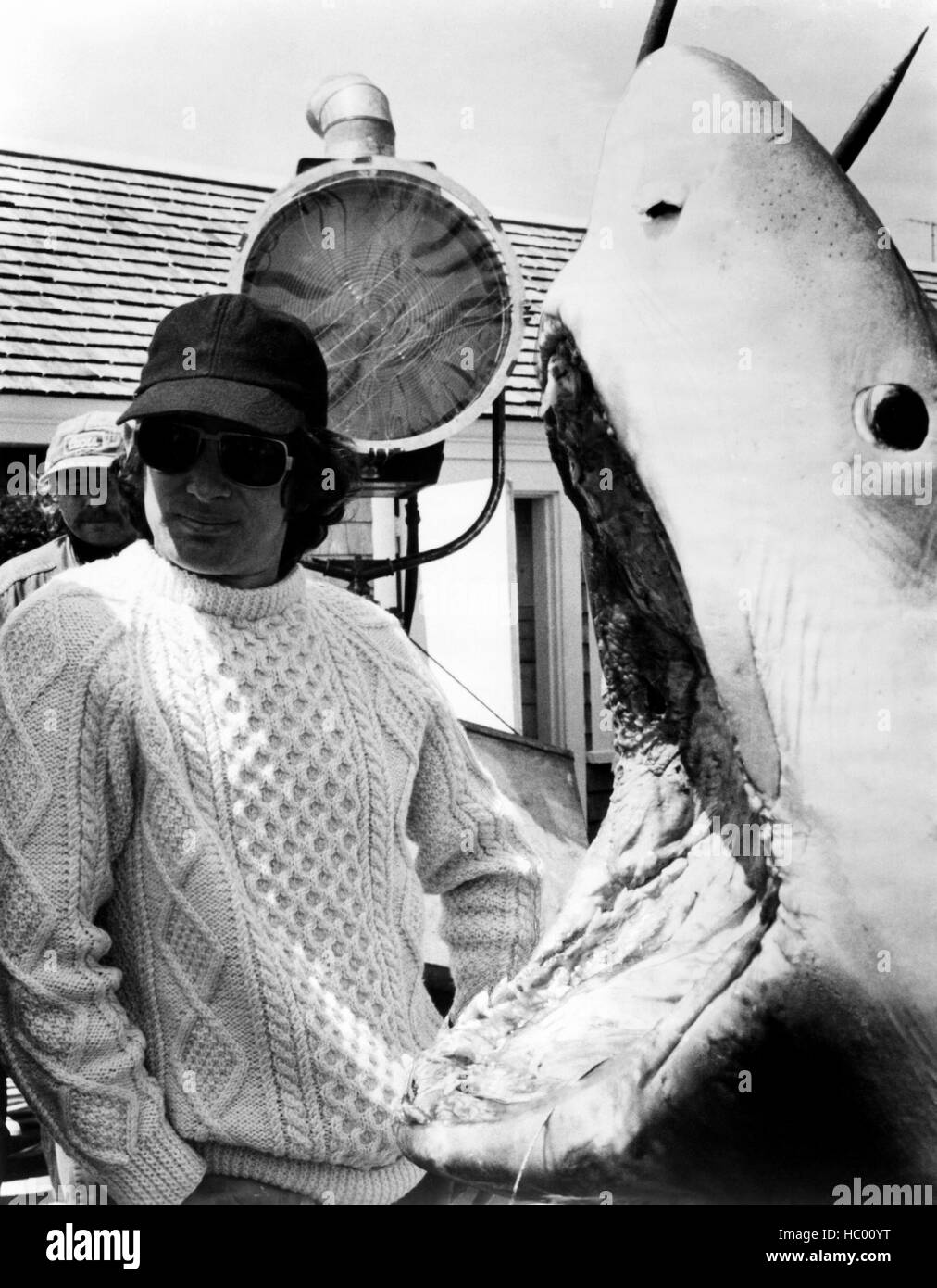 JAWS, director Steven Spielberg on set, 1975 Stock Photo - Alamy