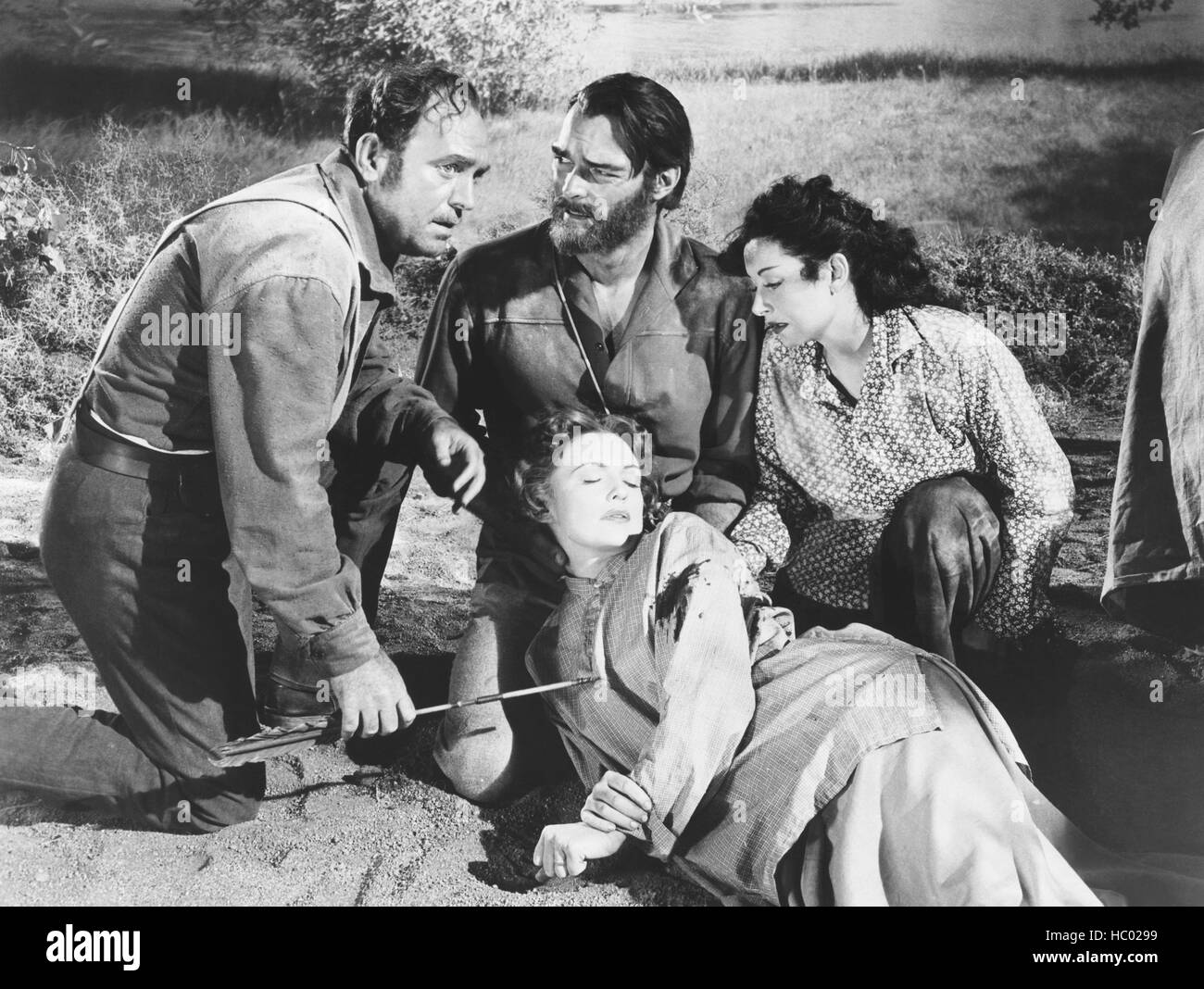 JUBILEE TRAIL, Joan Leslie (on ground), kneeling from left: Pat O'Brien ...