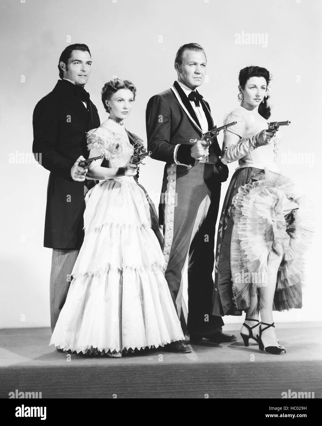 JUBILEE TRAIL, from left: John Russell, Joan Leslie, Forest Tucker ...