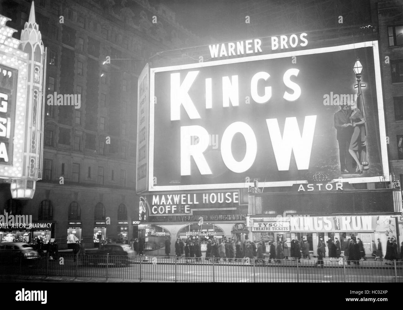 KINGS ROW, outside the Astor Theater at the the New York premiere, 1942 ...