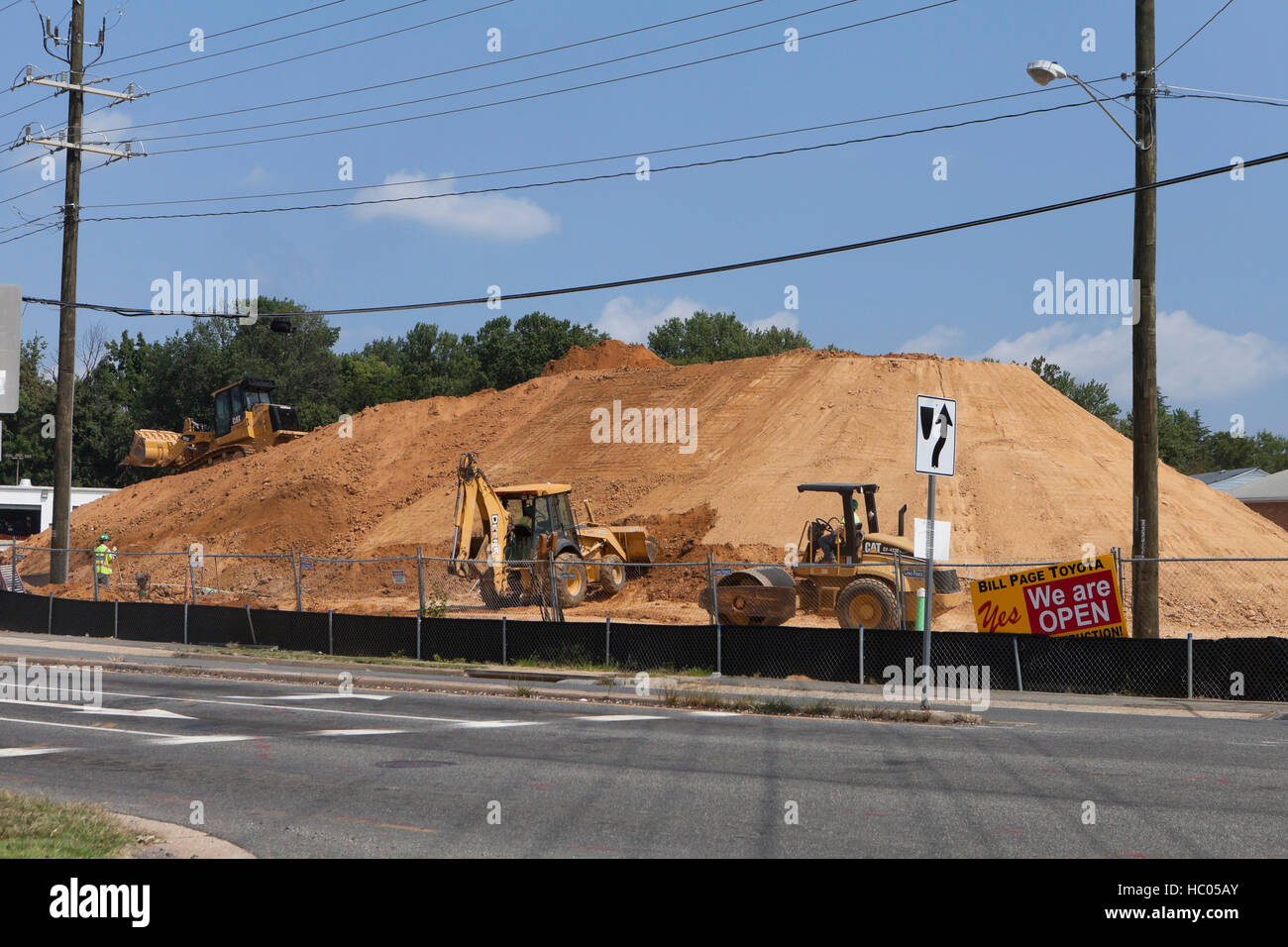 Large dirt mound near construction site - Virginia USA Stock Photo - Alamy
