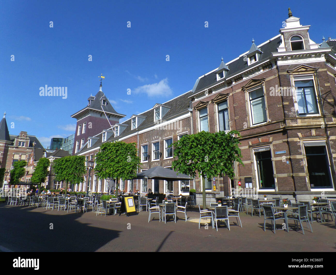 Walking street and beautiful architecture in the afternoon sunlight ...