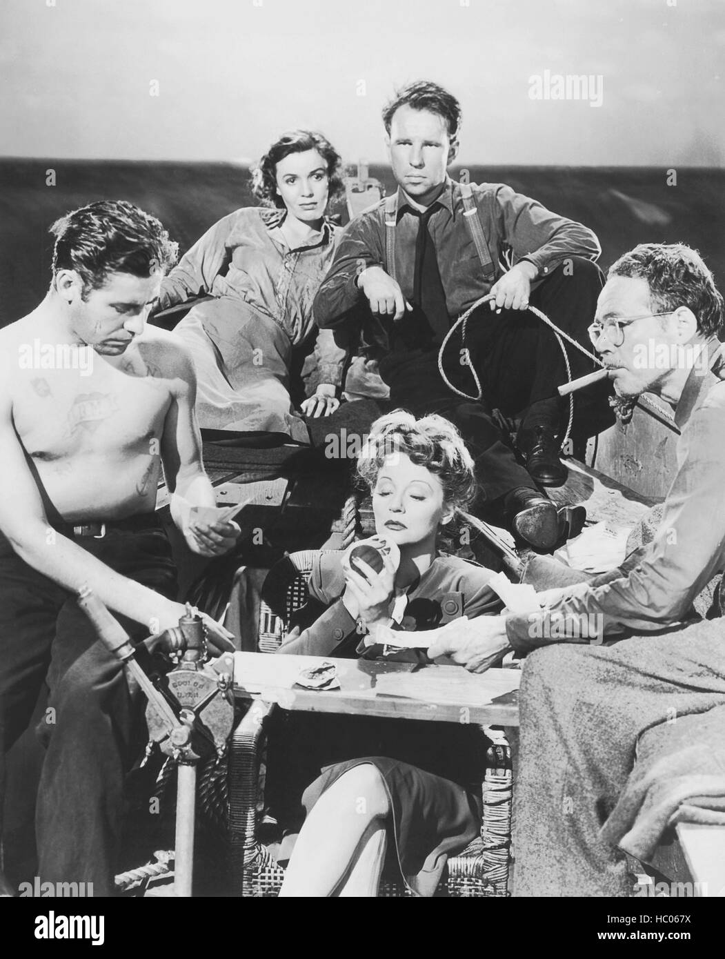 LIFEBOAT, front from left: John Hodiak, Tallulah Bankhead, Henry Hull ...