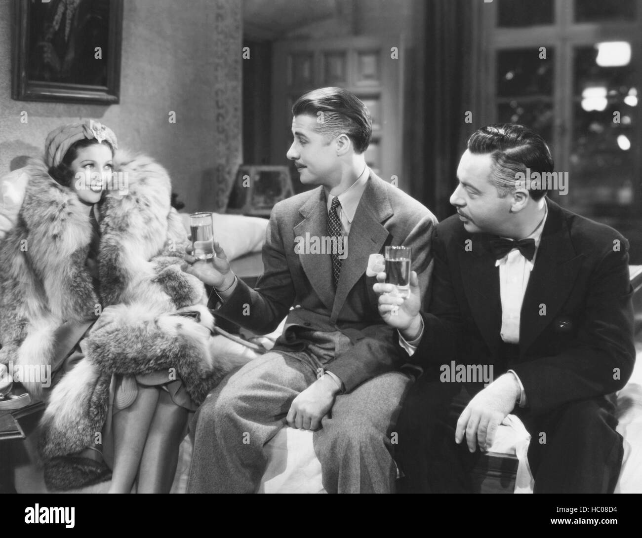 LOVE UNDER FIRE, from left: Loretta Young, Don Ameche, Harold Huber ...