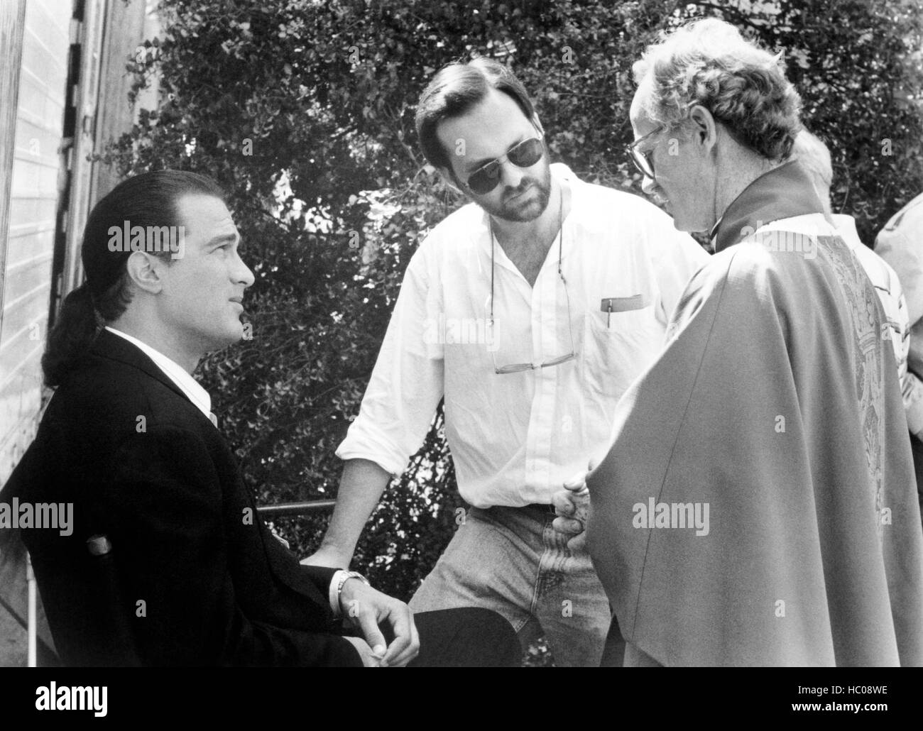 MARKED FOR DEATH, Steven Seagal (left), director Dwight Little (center ...