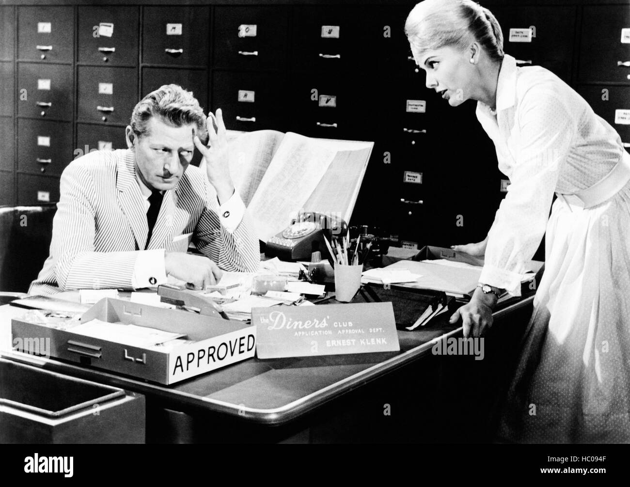 THE MAN FROM THE DINERS' CLUB, from left: Danny Kaye, Martha Hyer, 1963 ...