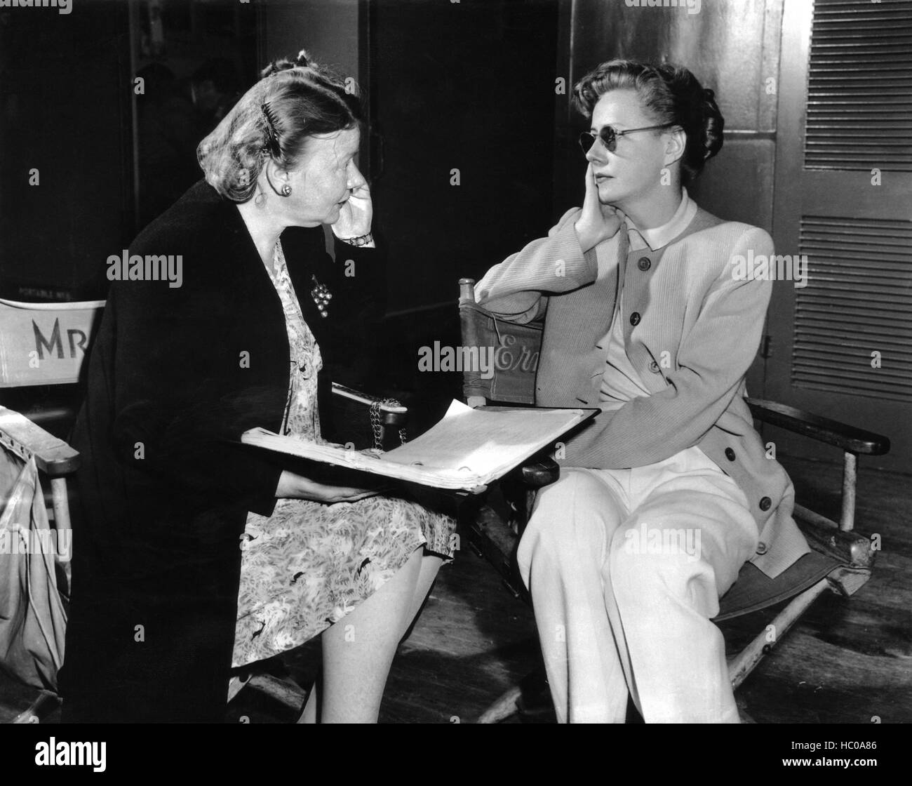 I REMEMBER MAMA, dialect coach Judith Slater, Irene Dunne, on-set, 1948 ...