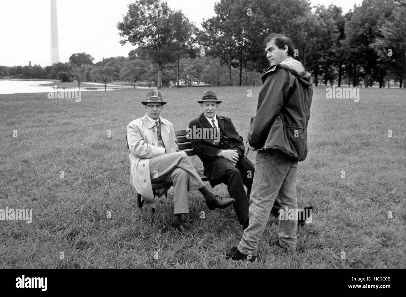 JFK, from left: Kevin Costner, Donald Sutherland, director Oliver Stone ...