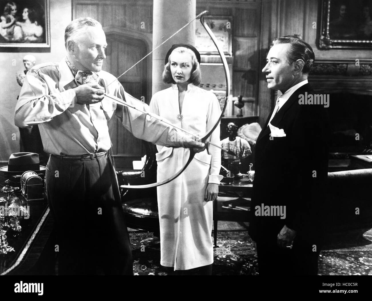 JOHNNY ALLEGRO, from left: George Macready, Nina Foch, George Raft ...