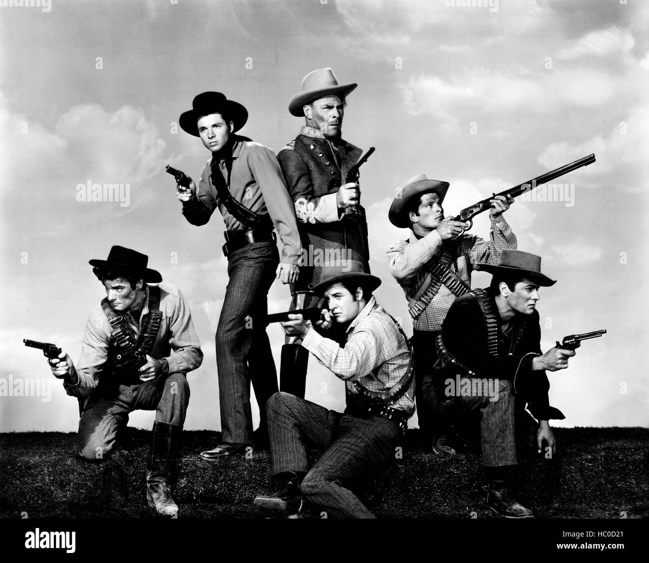 KANSAS RAIDERS, from left, James Best, Audie Murphy, Brian Donlevy ...