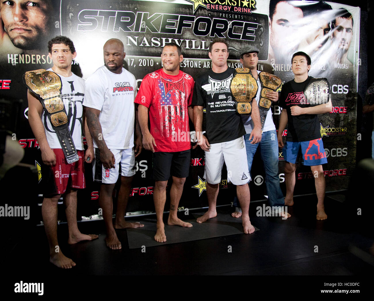Gilbert Melendez, left, Muhammed " King Mo" Lawal, Dan Henderson, Jake ...