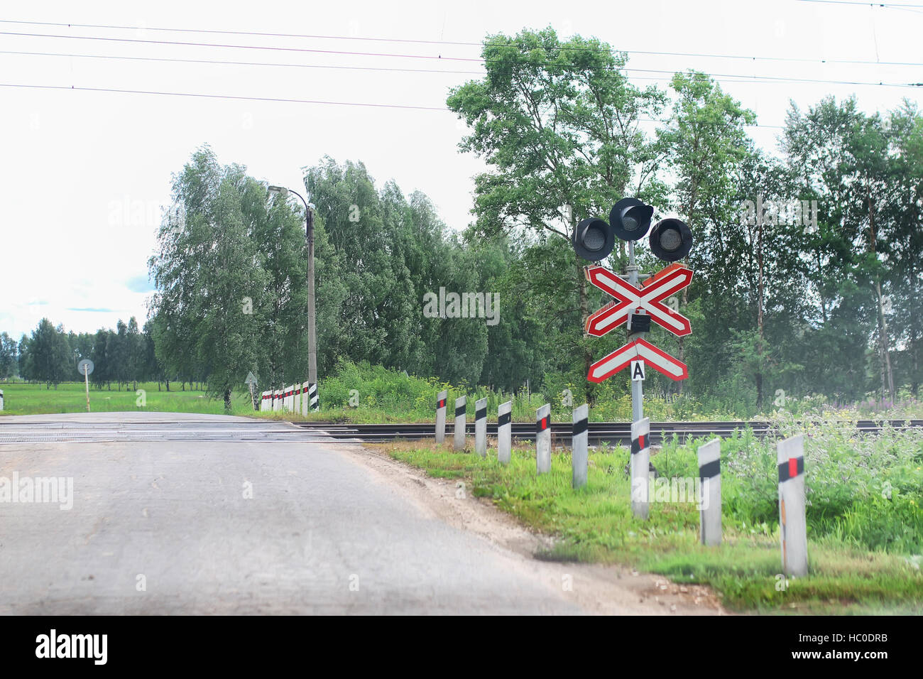 railroad crossing lights Stock Photo - Alamy