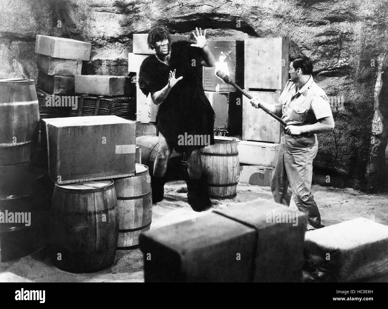 KILLER APE, from left, Max Palmer, (ape man), Johnny Weissmuller, (as ...