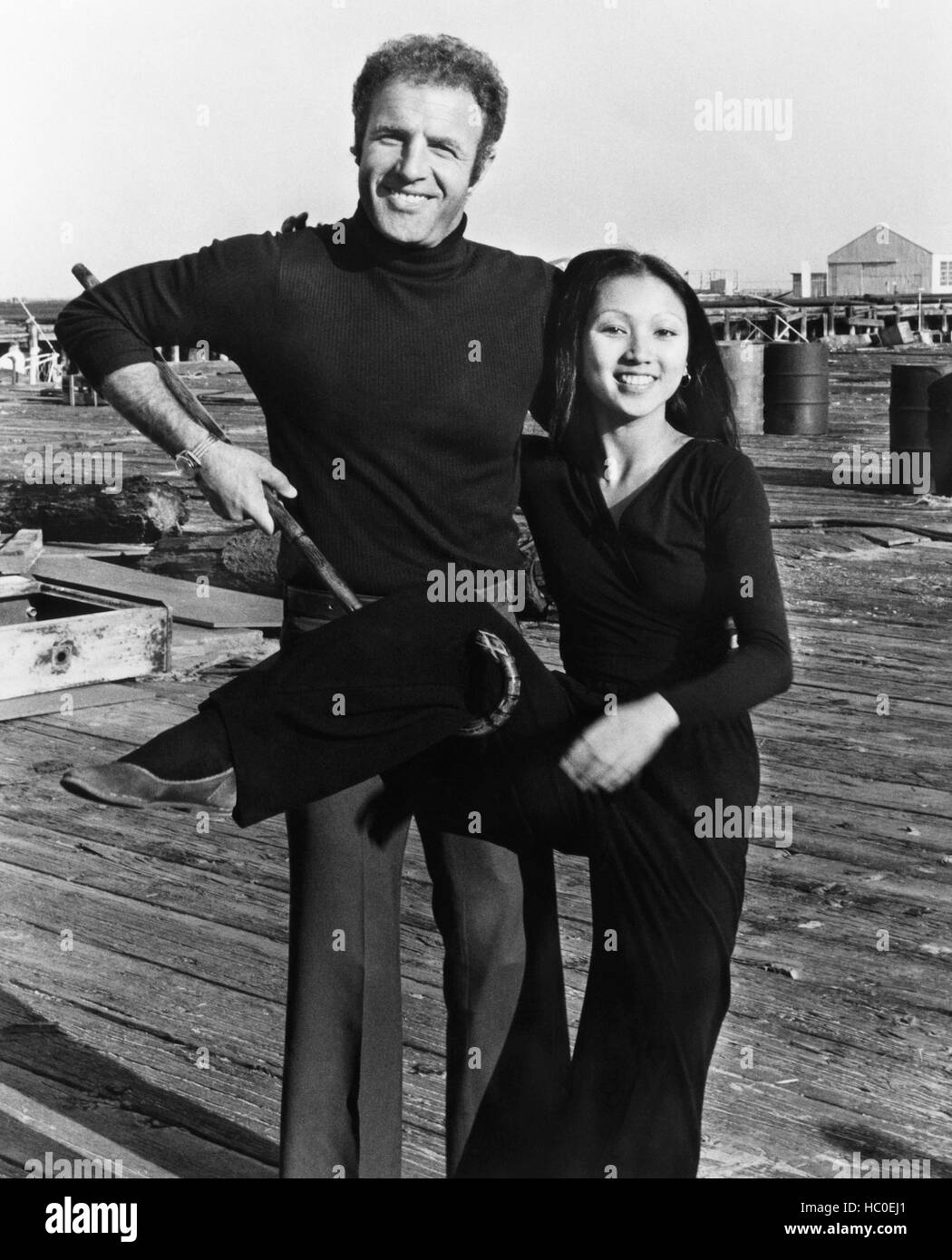 THE KILLER ELITE, James Caan, Tiana Alexandra, clowning around on-set ...
