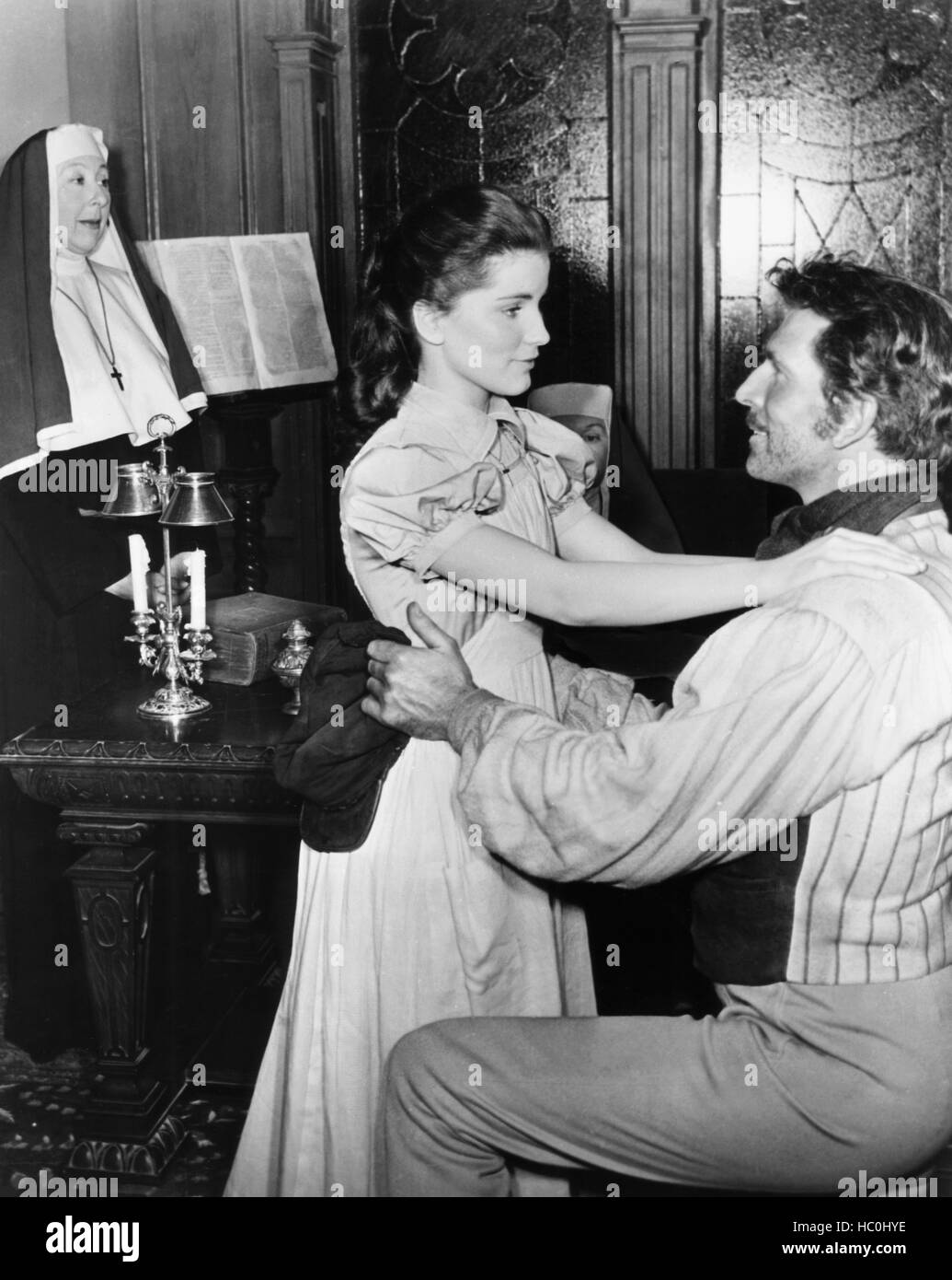 LES MISERABLES, foreground from left: Debra Paget, Michael Rennie, 1952 ...