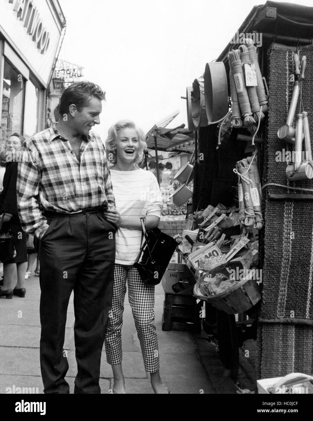 LOOK BACK IN ANGER, Richard Burton, Mary Ure, on location in London's ...