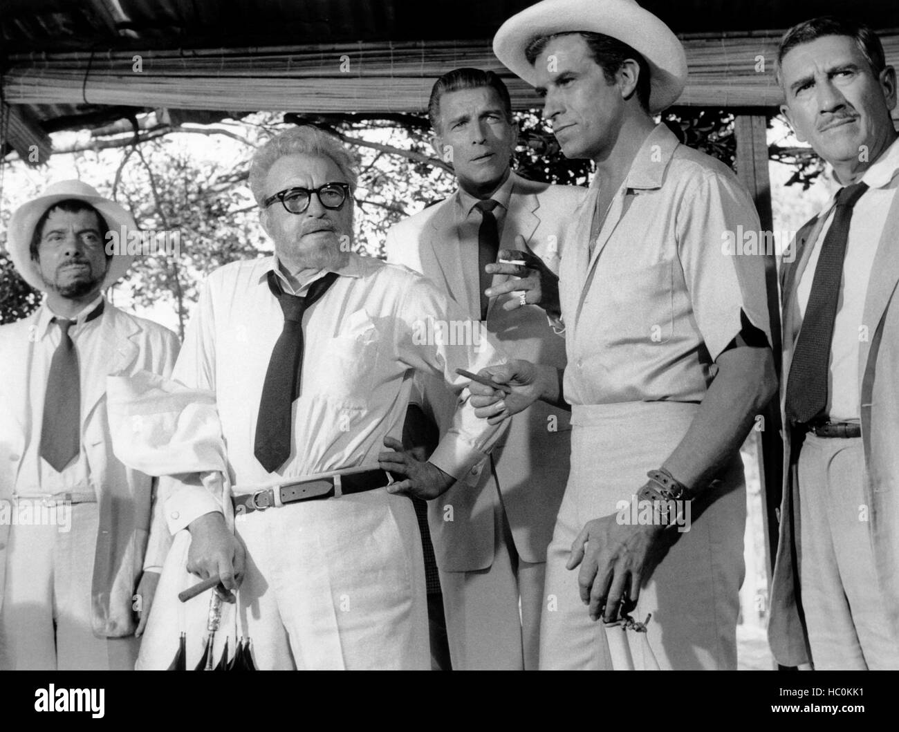 THE LOST WORLD, from left, Jay Novello, Claude Rains, Fernando Lamas ...