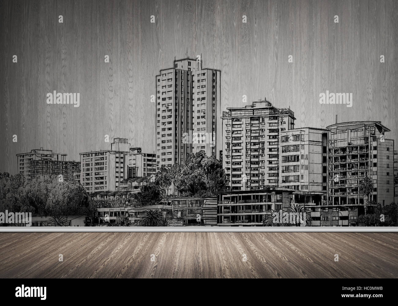 City design on wall Stock Photo - Alamy