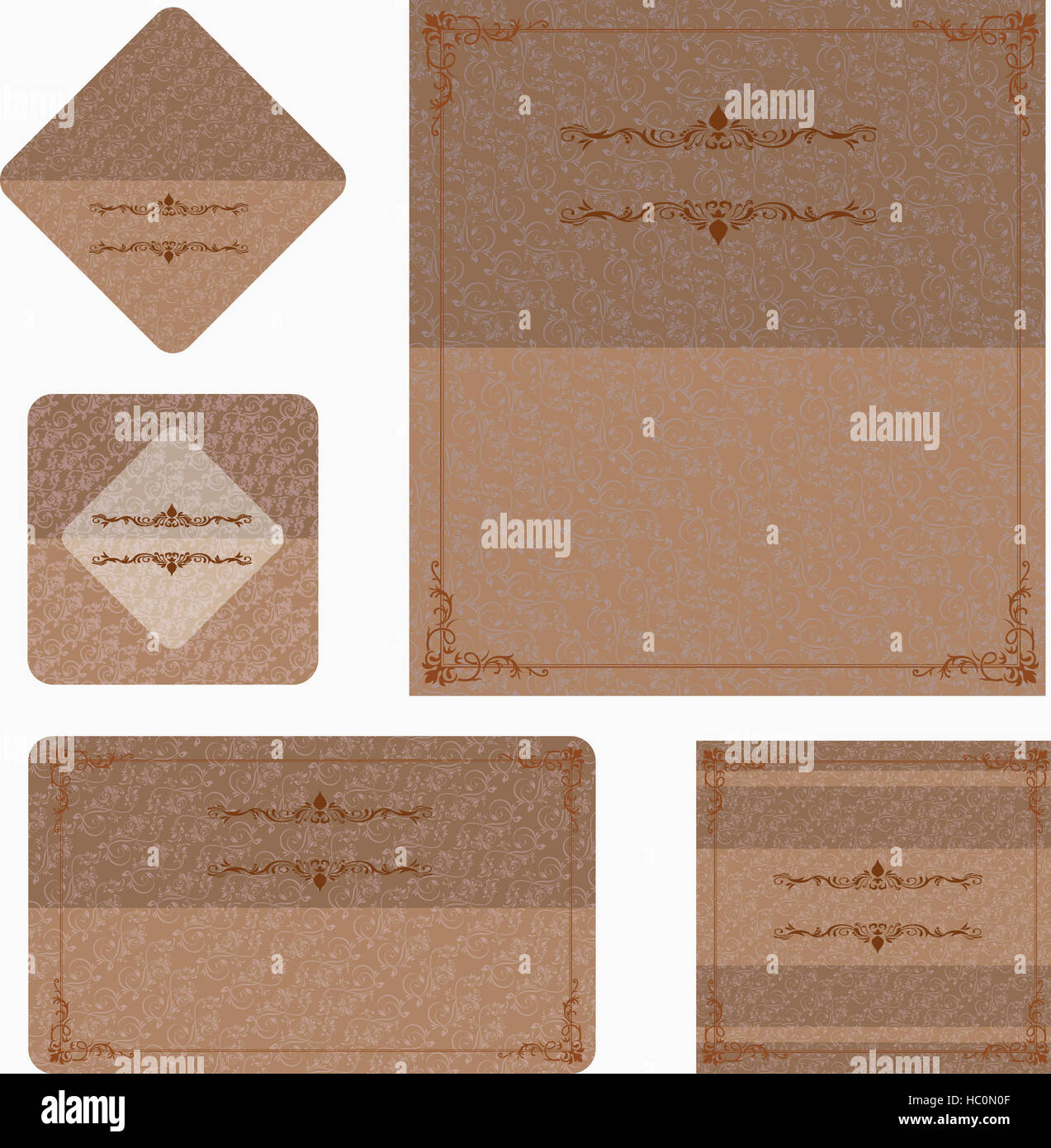 Vintage brown cards of diamond and squares Stock Photo - Alamy