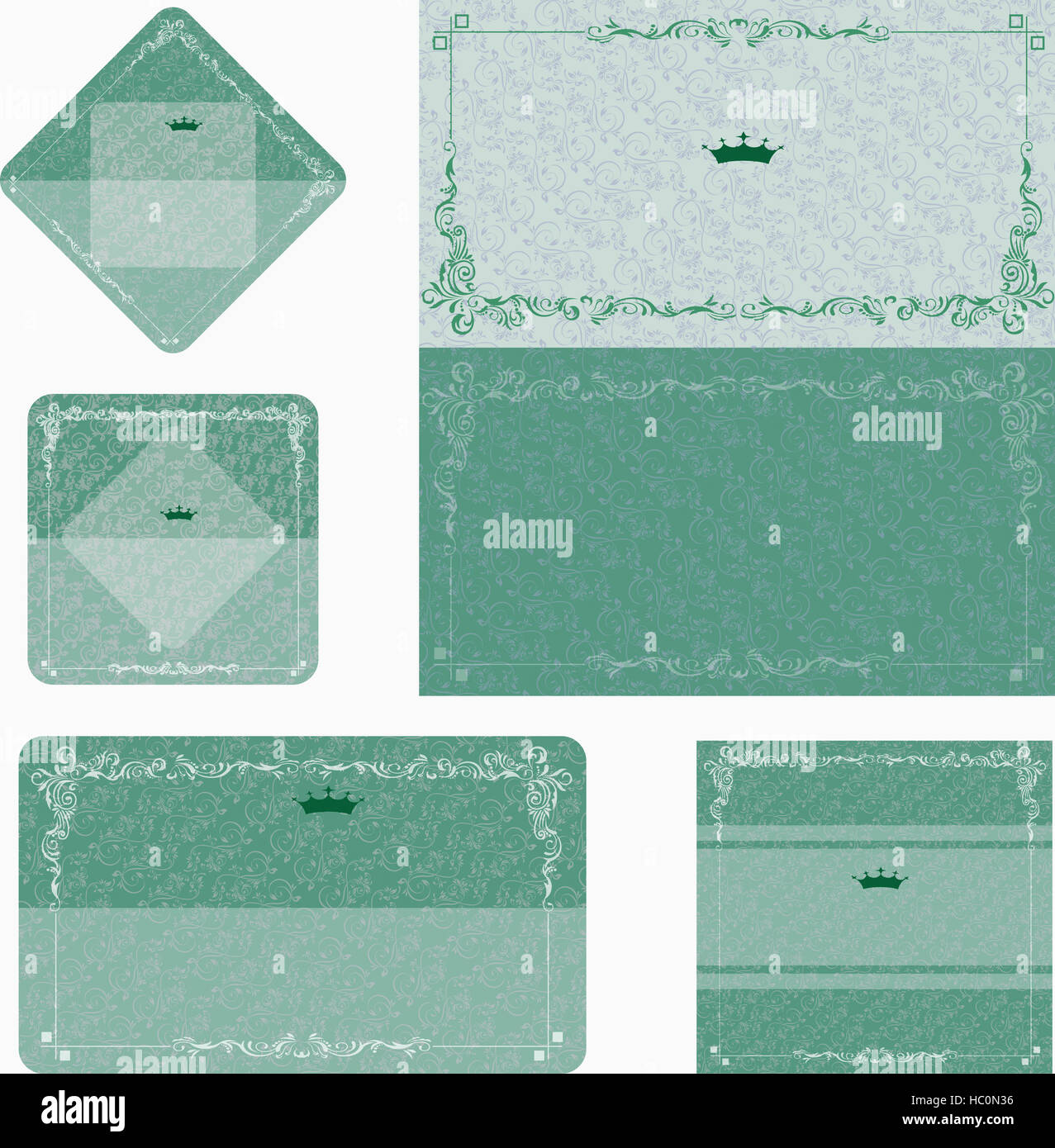 Vintage green cards of diamond and rectangles Stock Photo - Alamy
