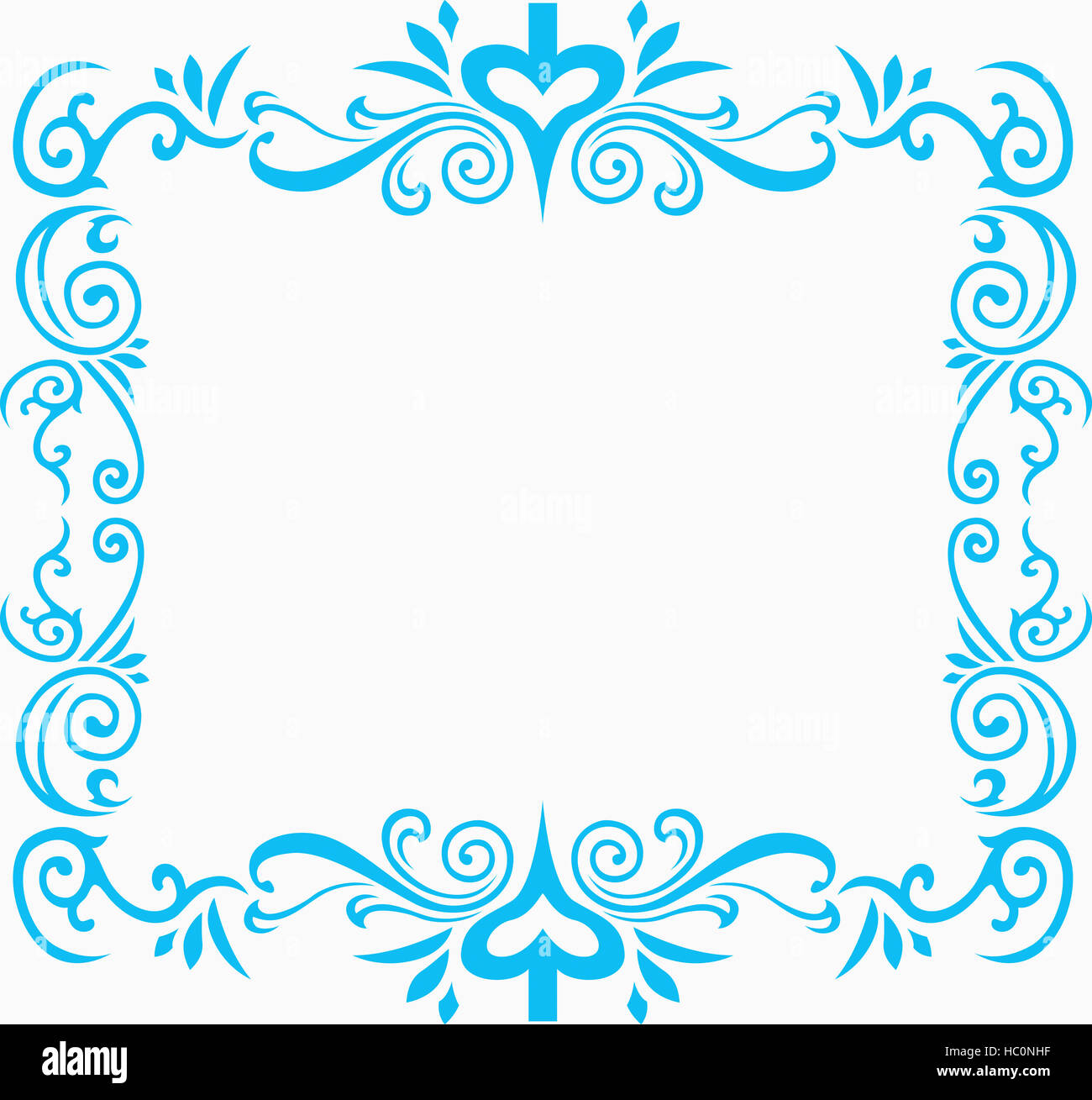 Blue square frame with patterns of vines Stock Photo - Alamy