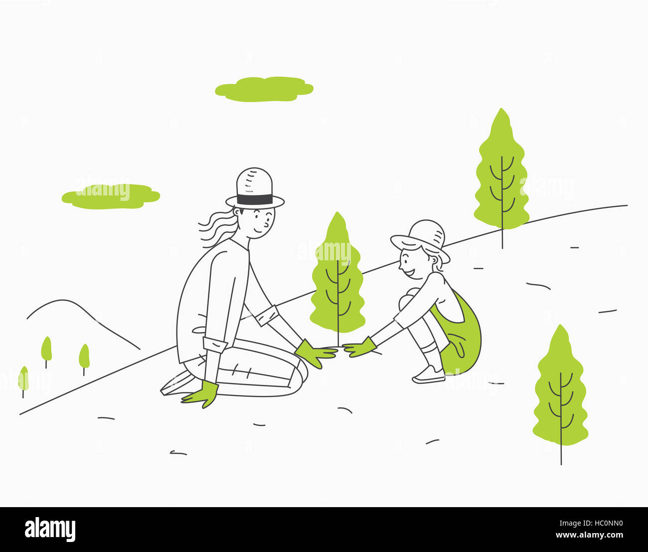 Arbor day tree planting Cut Out Stock Images & Pictures - Alamy