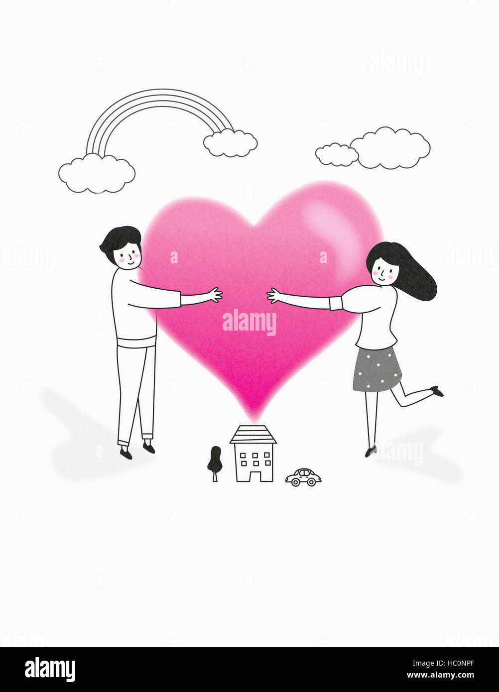 Harmonious couple sharing a big heart together Stock Photo - Alamy